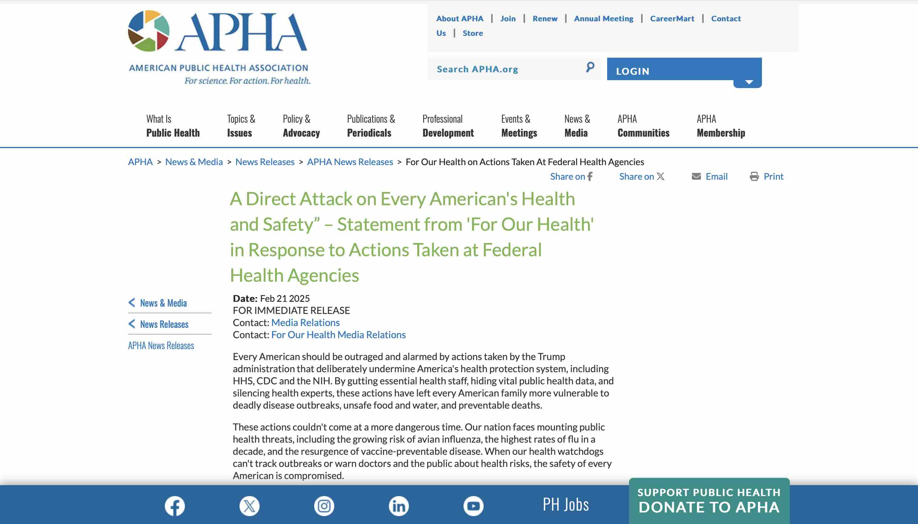 A Direct Attack on Every American's Health and Safety: Statement From ...