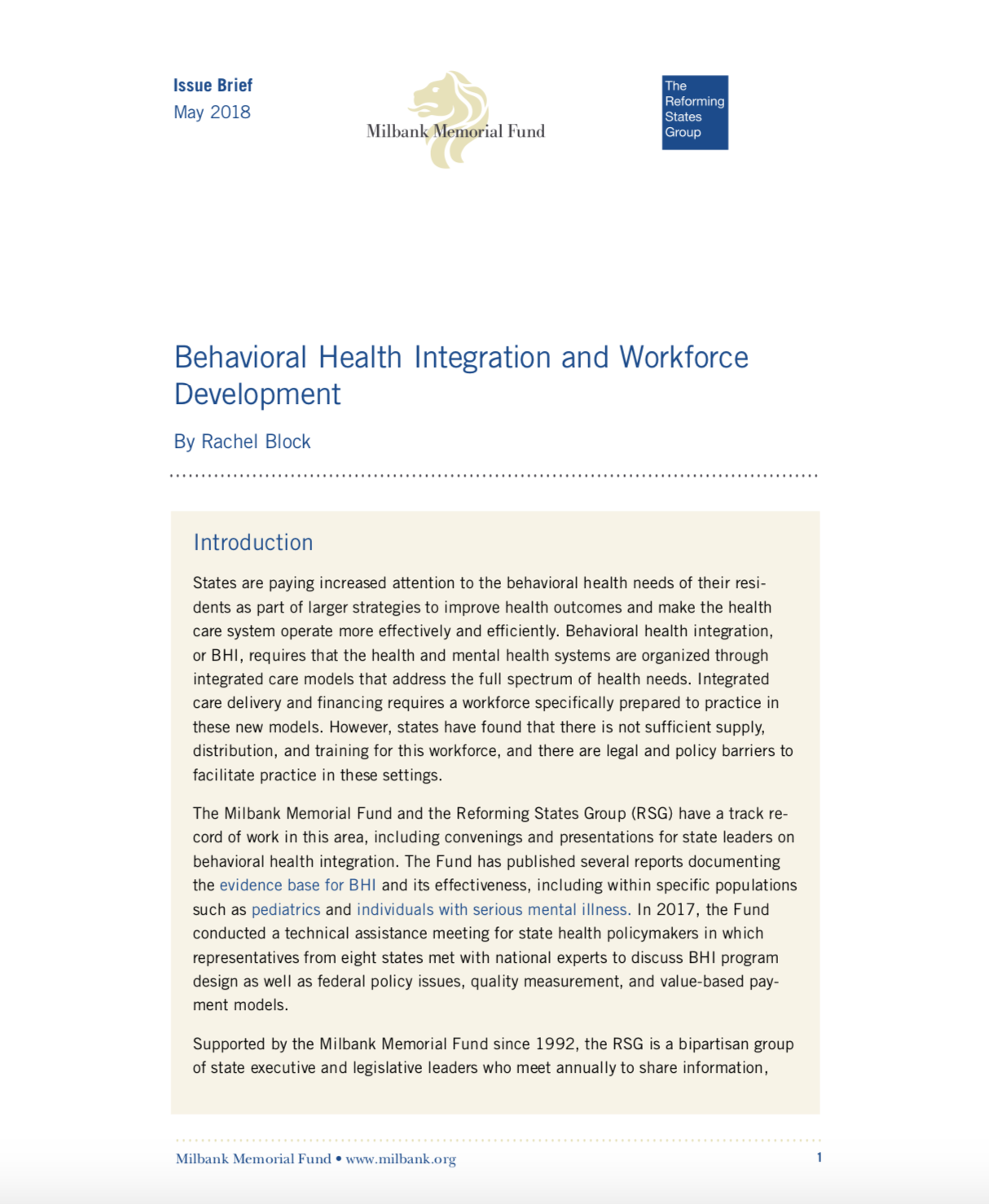 Behavioral Health Integration and Workforce Development - Community Commons