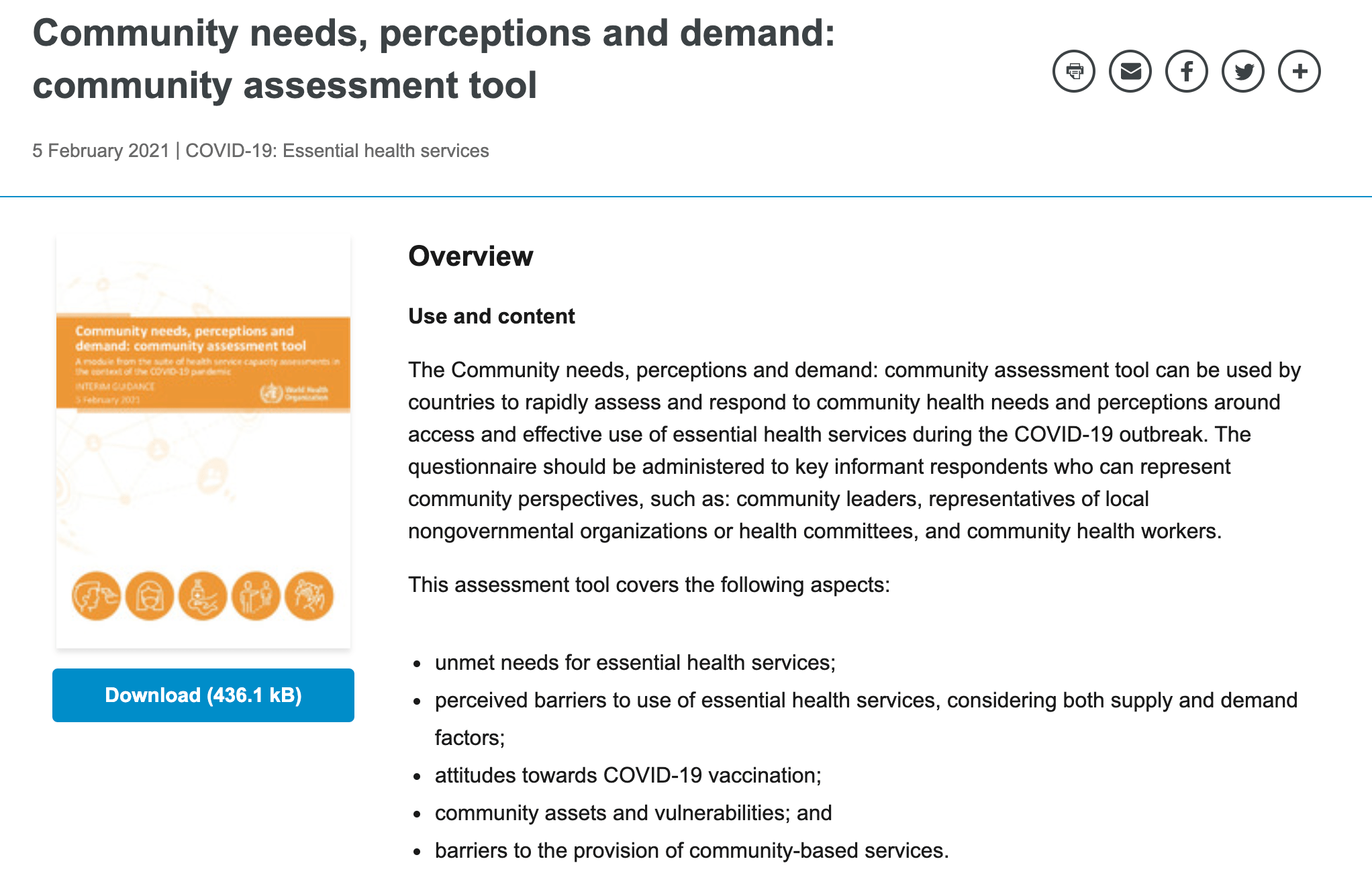Community Needs, Perceptions And Demand: Community Assessment Tool - PHERN
