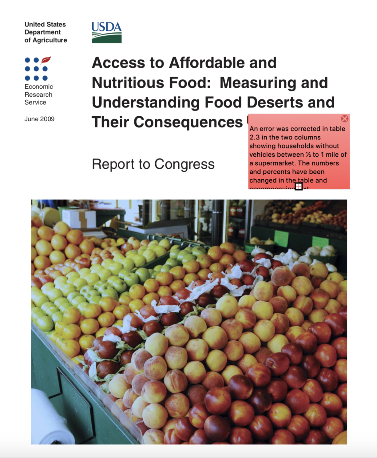 Access to Affordable and Nutritious Food-Measuring and Understanding ...