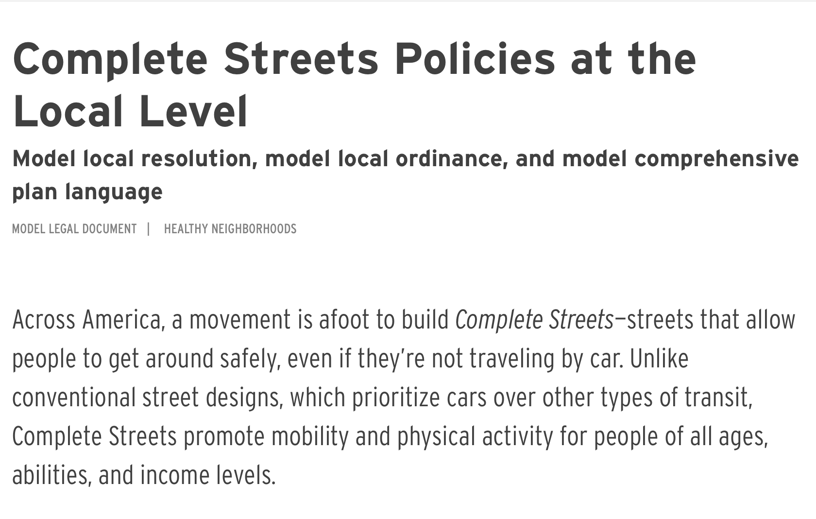 Complete Streets - Community Commons
