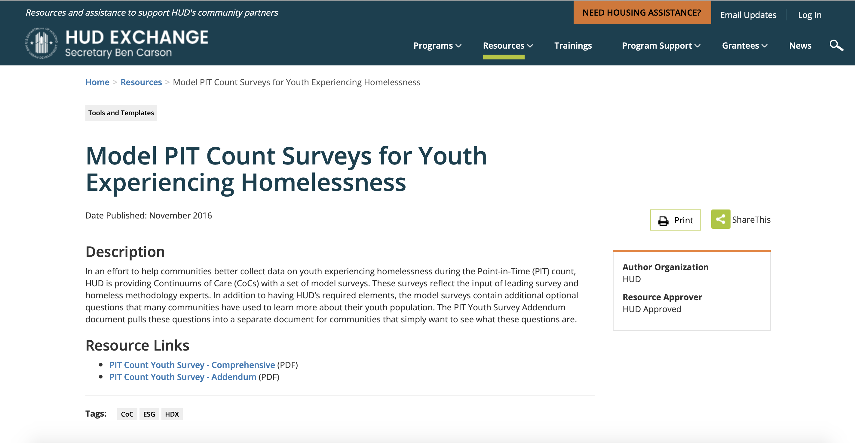 Model PIT Count Surveys for Youth Experiencing Homelessness - Community ...