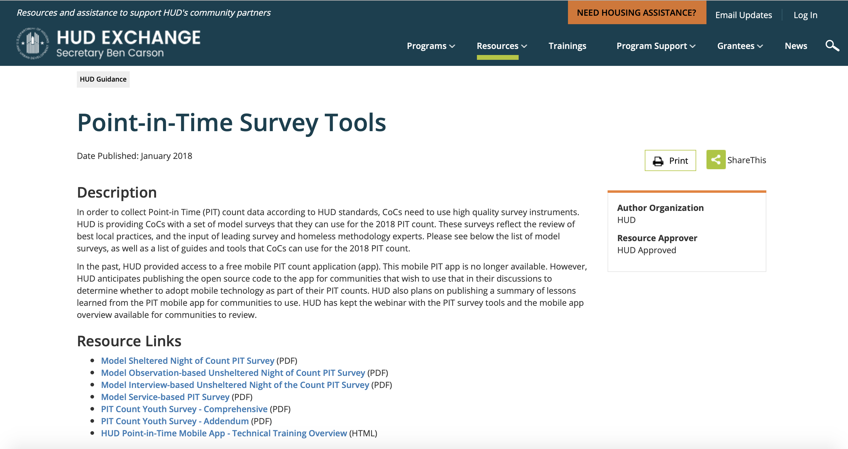 Point-in-Time Survey Tools - Community Commons