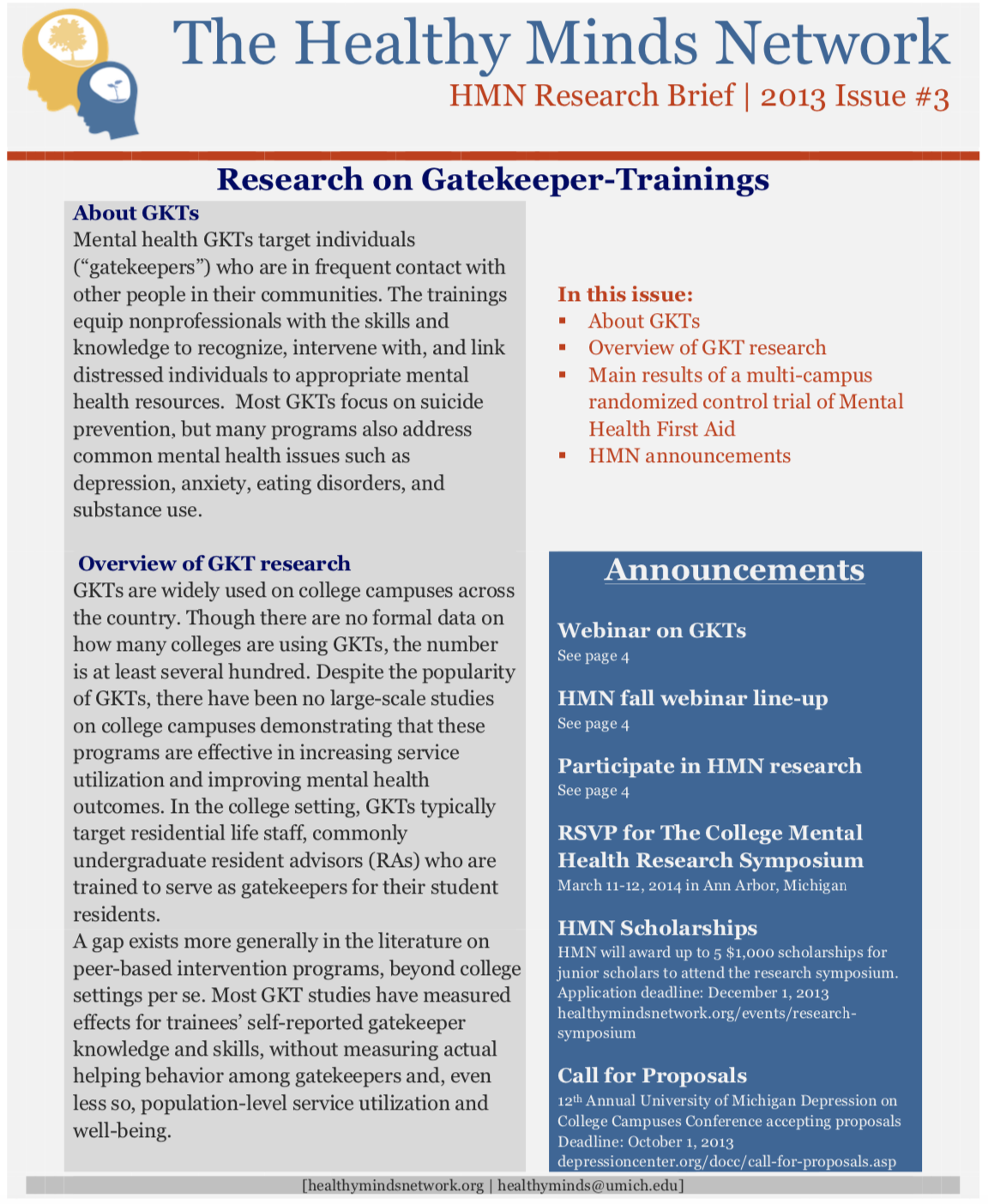 Research on Gatekeeper-Trainings - Community Commons
