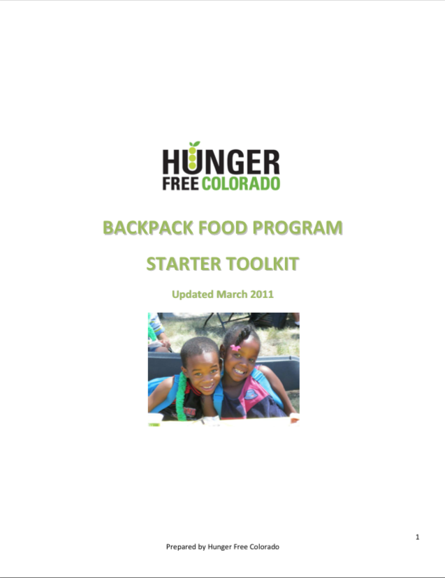 Backpack Food Program Starter Kit - Community Commons