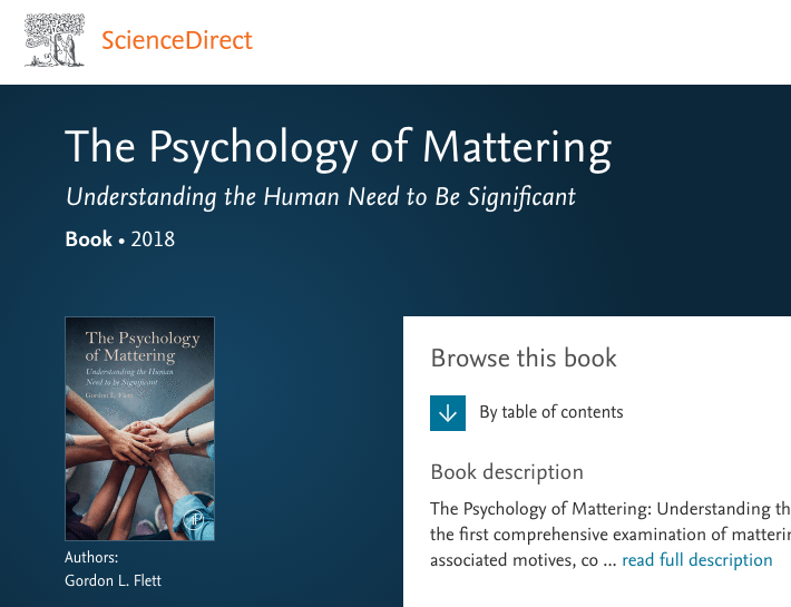 The Psychology of Mattering Understanding the Human Need to Be ...