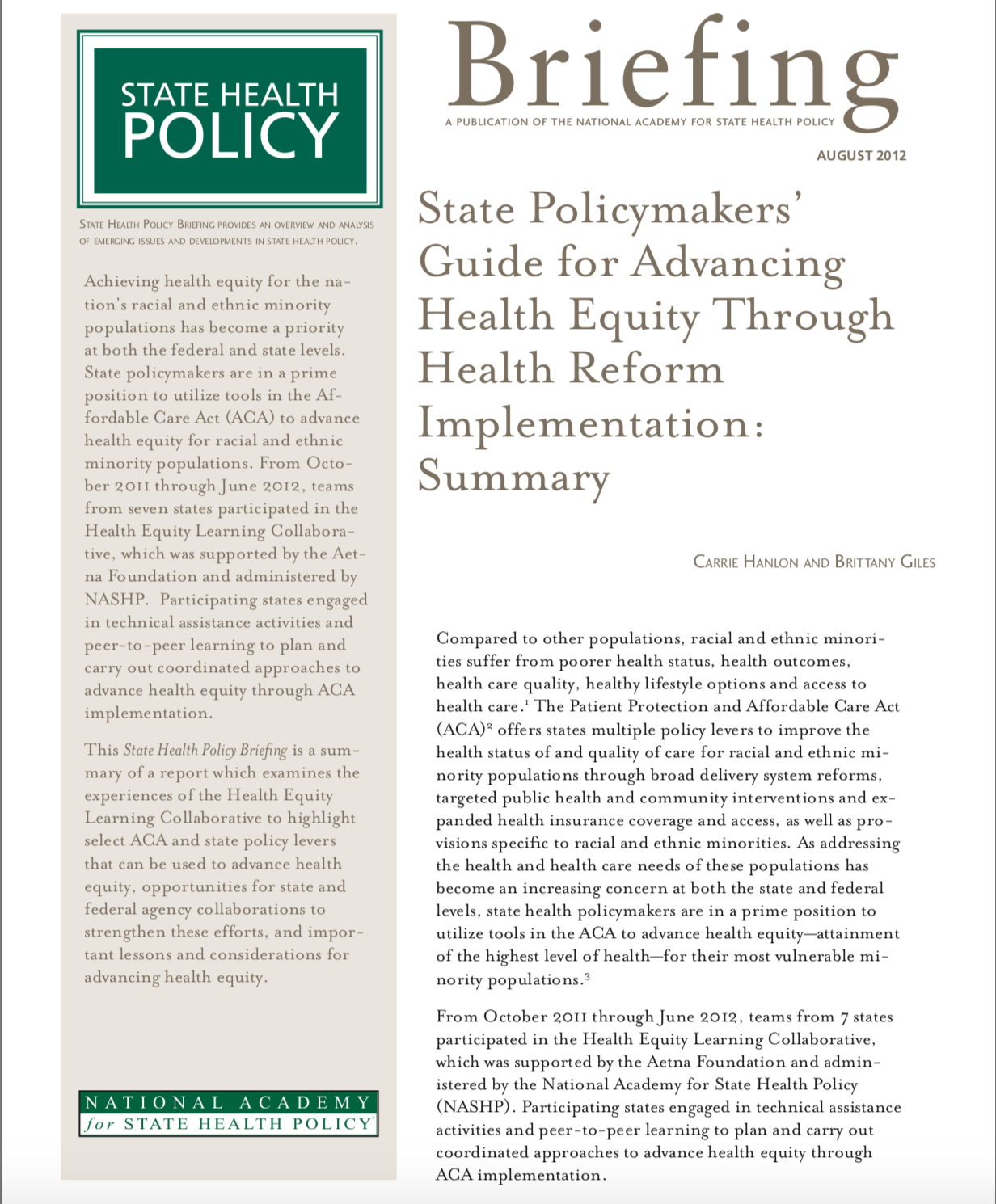 State Policymakers’ Guide for Advancing Health Equity through Health ...